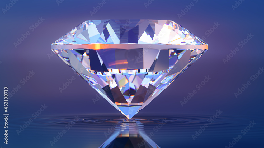 Beautiful 3D Rendered Shiny Diamond in Brilliant Cut on White ...