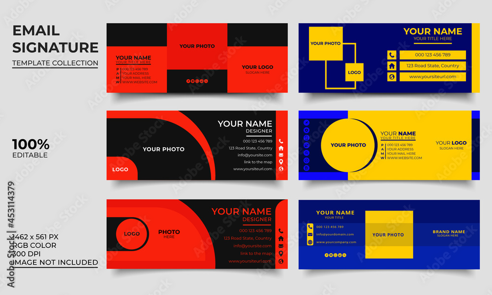 Abstract Illustration Email Signature Design. vector email signature ...