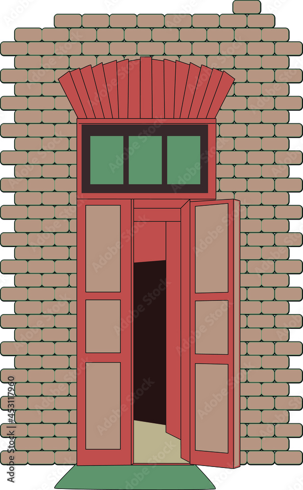 vector simple drawing of an entrance door. Entrance to the house ...