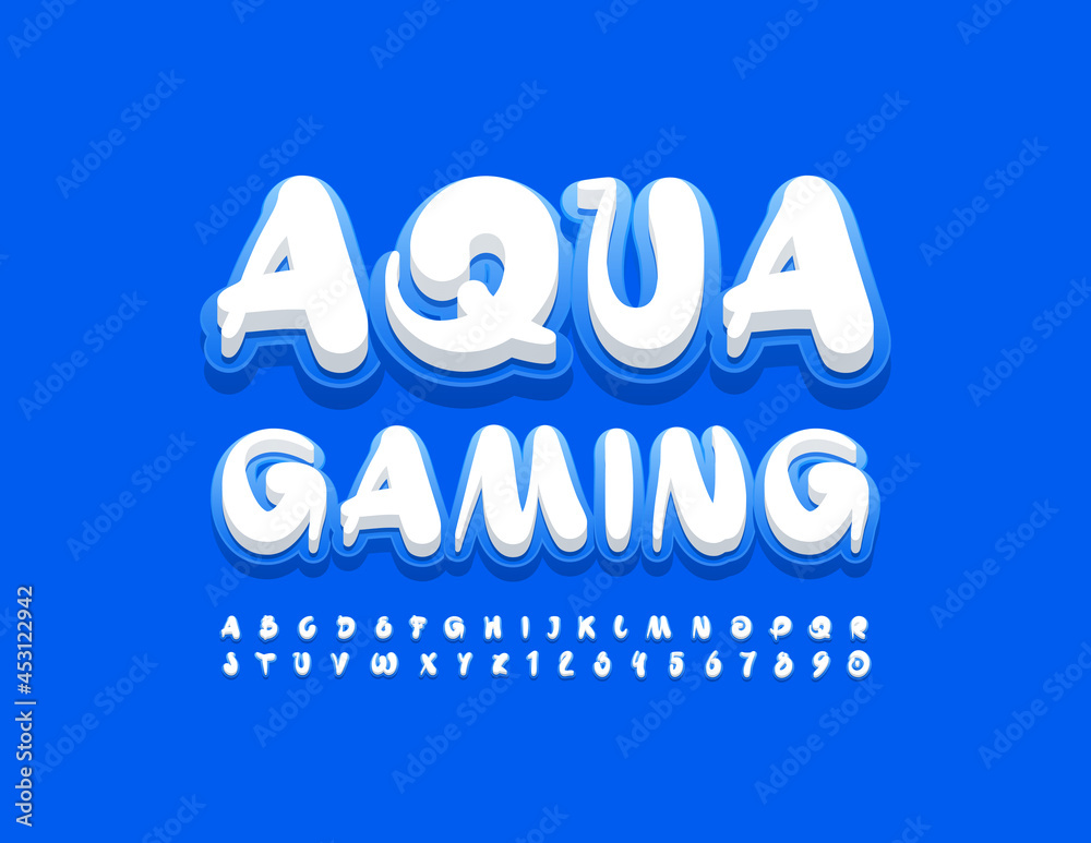Vector bright banner Aqua Gaming. Modern creative Font. Handwritten ...
