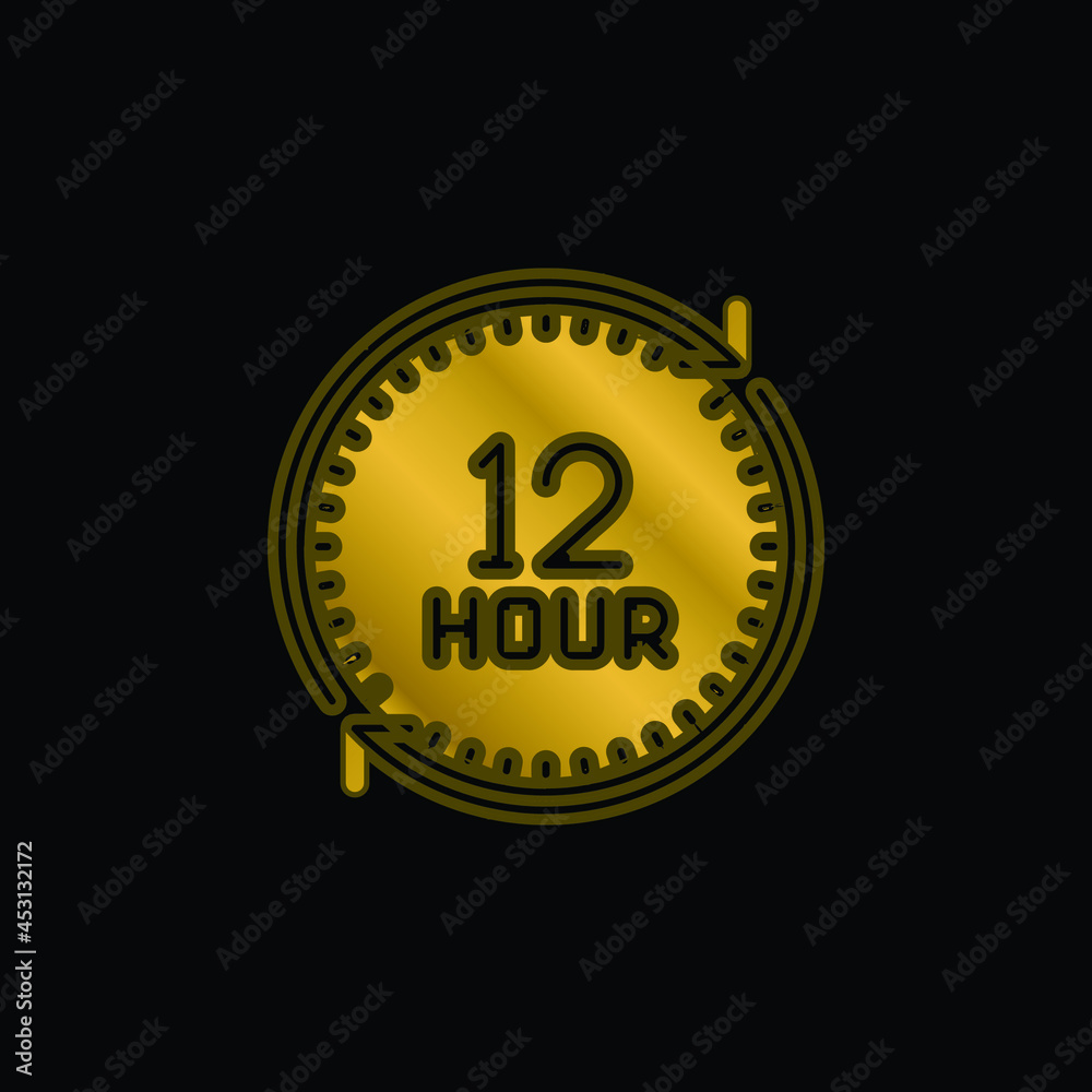 12 Hours gold plated metalic icon or logo vector Stock Vector | Adobe Stock