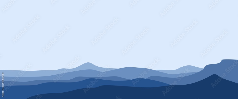 Low view of mountain or hills landscape vector illustration, good for ...