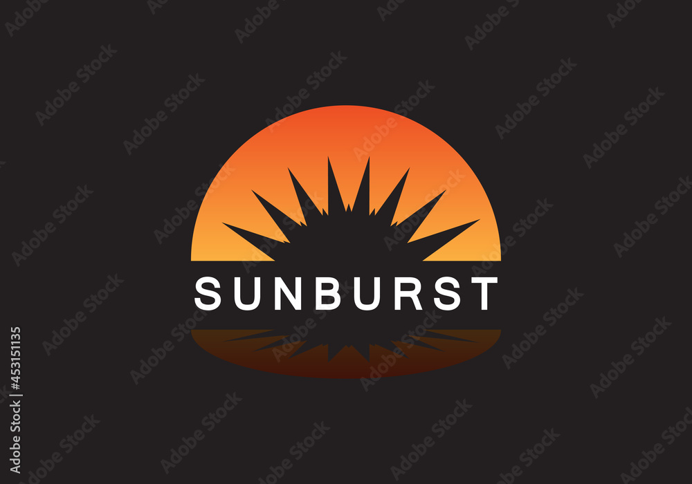 Abstract Sun Logo. Sun Icon with Negative Space Geometric Radial Rays ...