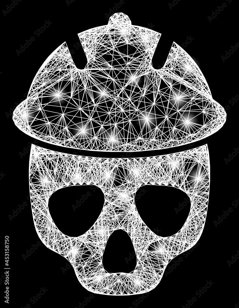Glare crossing mesh safety helmet skull carcass with light dots ...