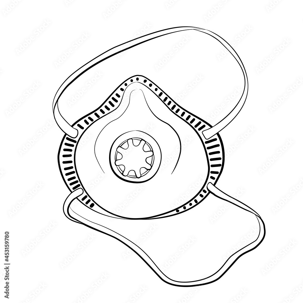 Medical respirator. Pandemic and protection against the virus. Black ...