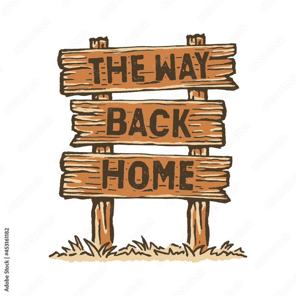 The way back home wood sign Stock Vector | Adobe Stock