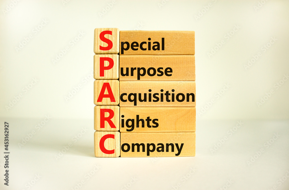 SPARC, special purpose acquisition rights company symbol. Cubes with ...