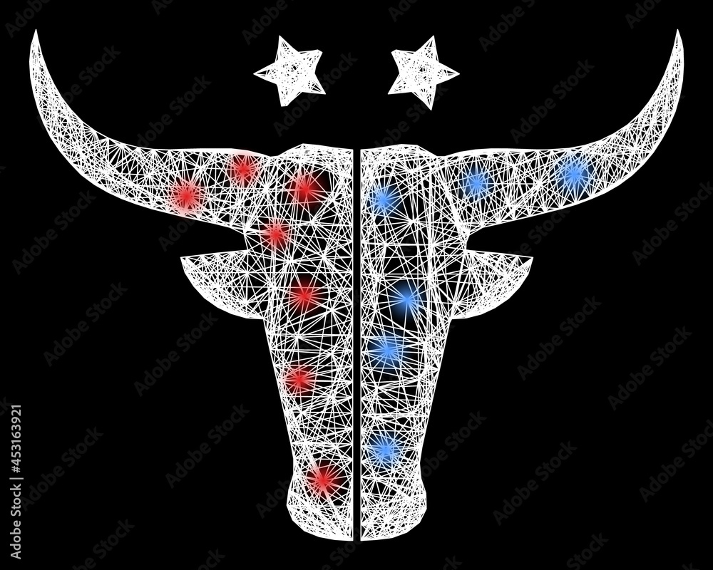 Glowing crossing mesh american beef logo framework with flash nodes ...