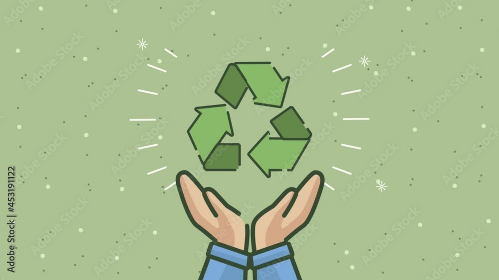 eco friendly animation with hands lifting recycle arrows Stock Video ...