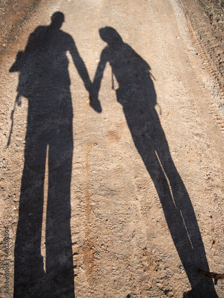 Shadow of a Two Pilgrims on the Way of St James Pilgrimage Trail Camino ...