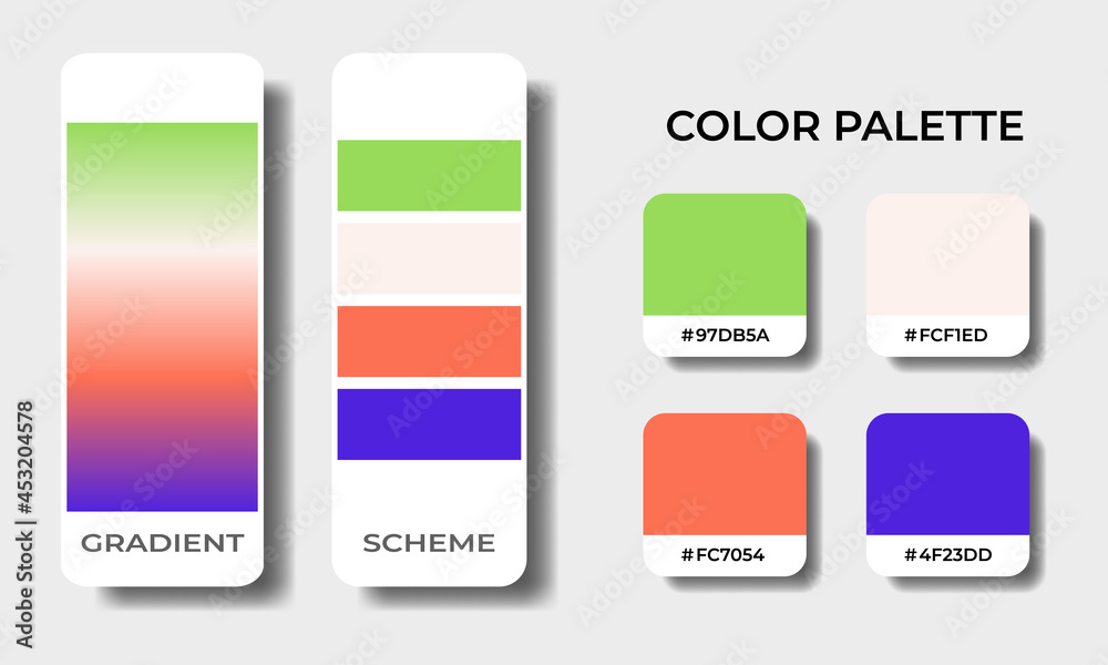 tropical gradient and solid color palettes pantone swatch sets Stock ...