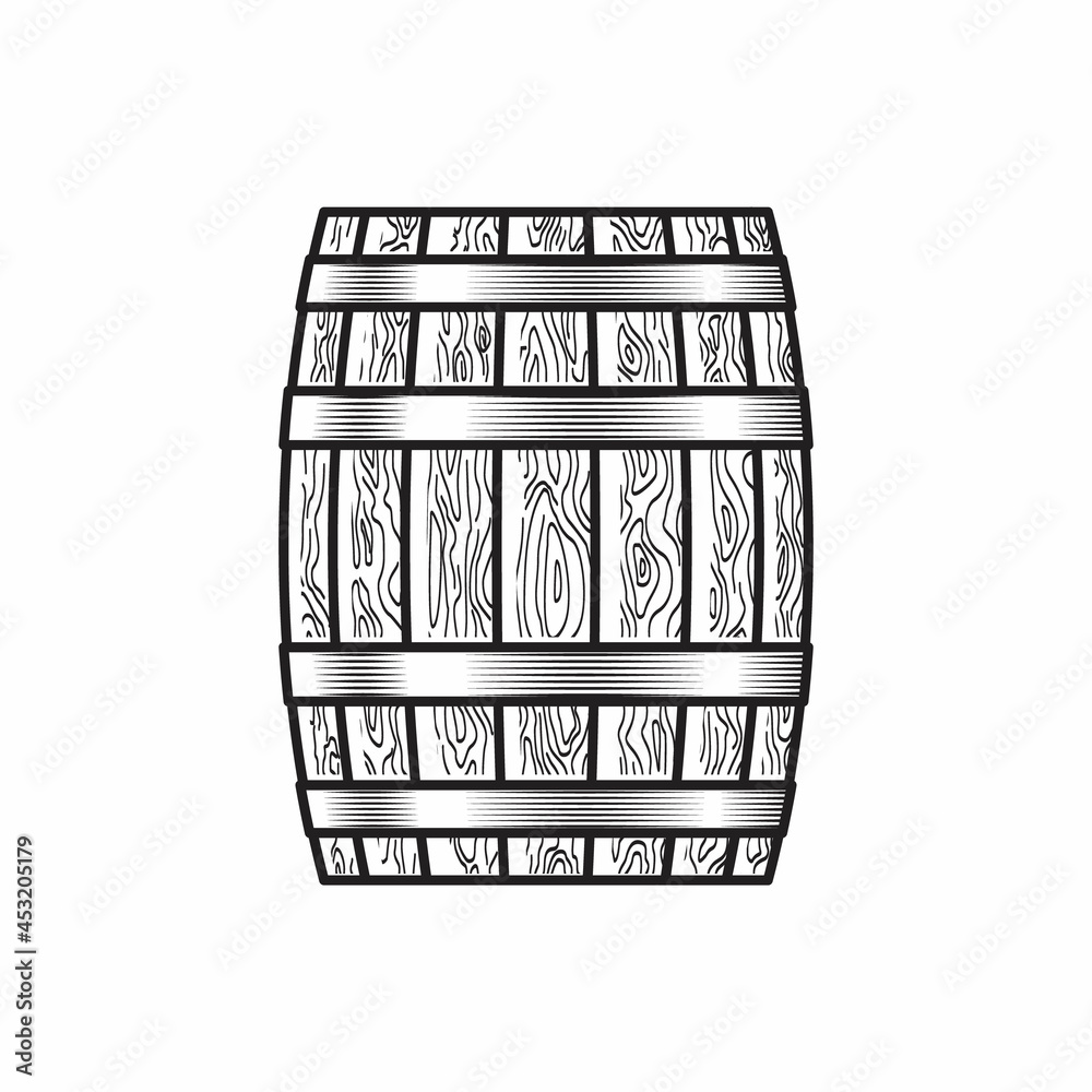 Barrel. Oak barrel hand drawn vector illustrations. Wooden keg sketch ...