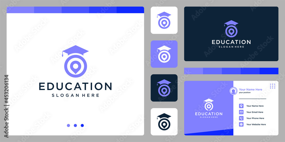 College, Graduation cap, Campus, Education logo design with pin point ...