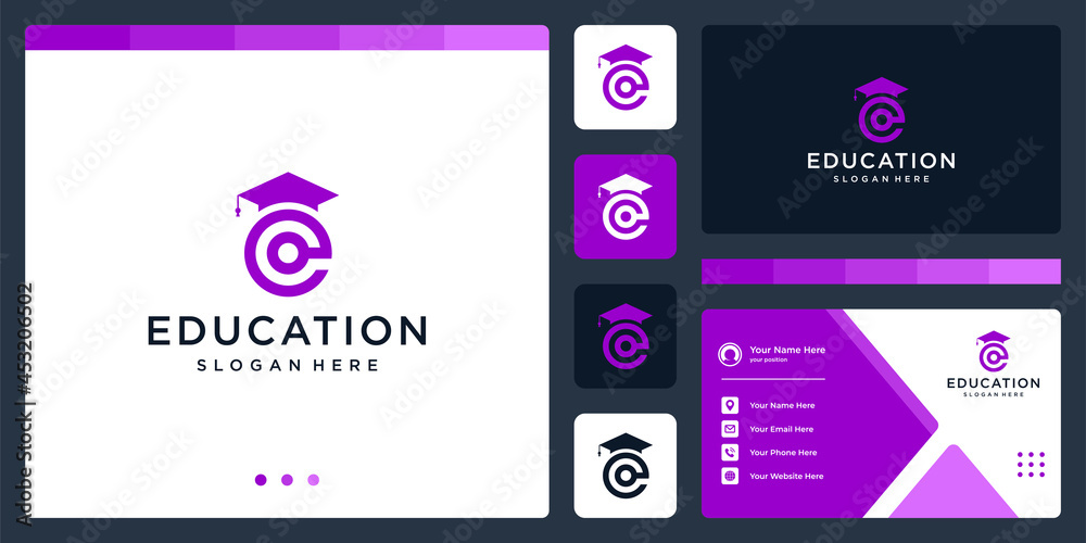 College, Graduation cap, Campus, Education logo design with initial ...