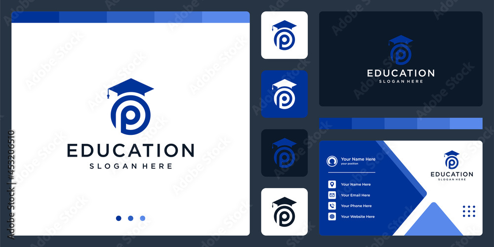 College, Graduation cap, Campus, Education logo design with initial ...