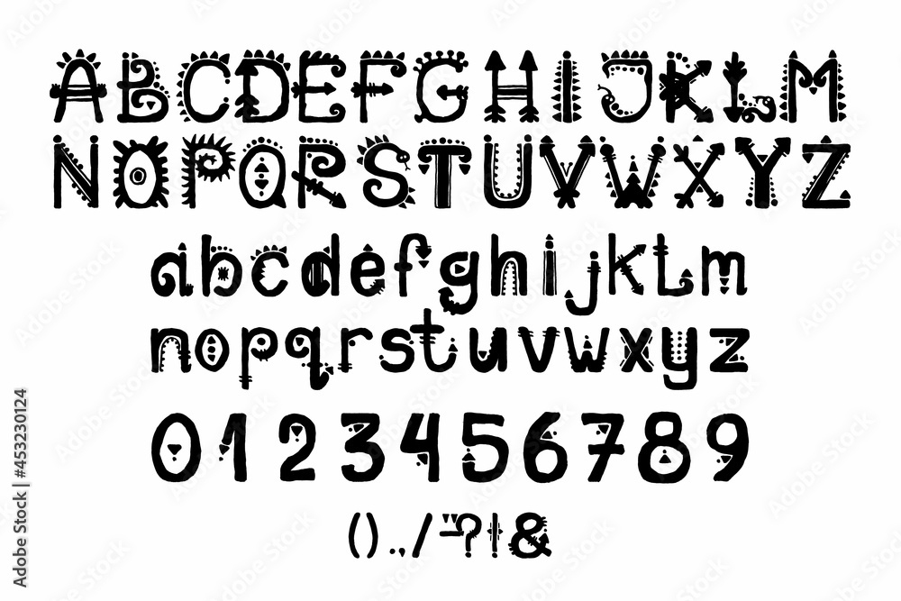 African Culture Vector Alphabet Black Color Isolated on Whute ...