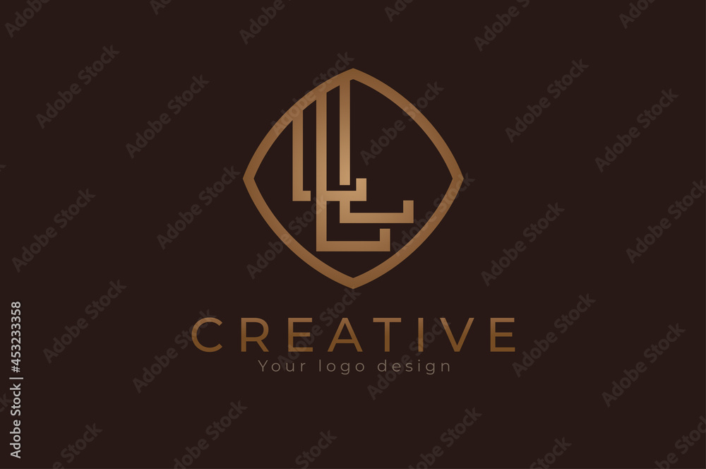 Triples L monogram logo. initial LLL with Gold line style design ...