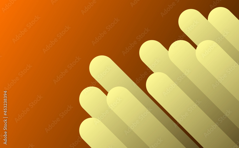 Abstract orange gradient background, golden curve line shape ...