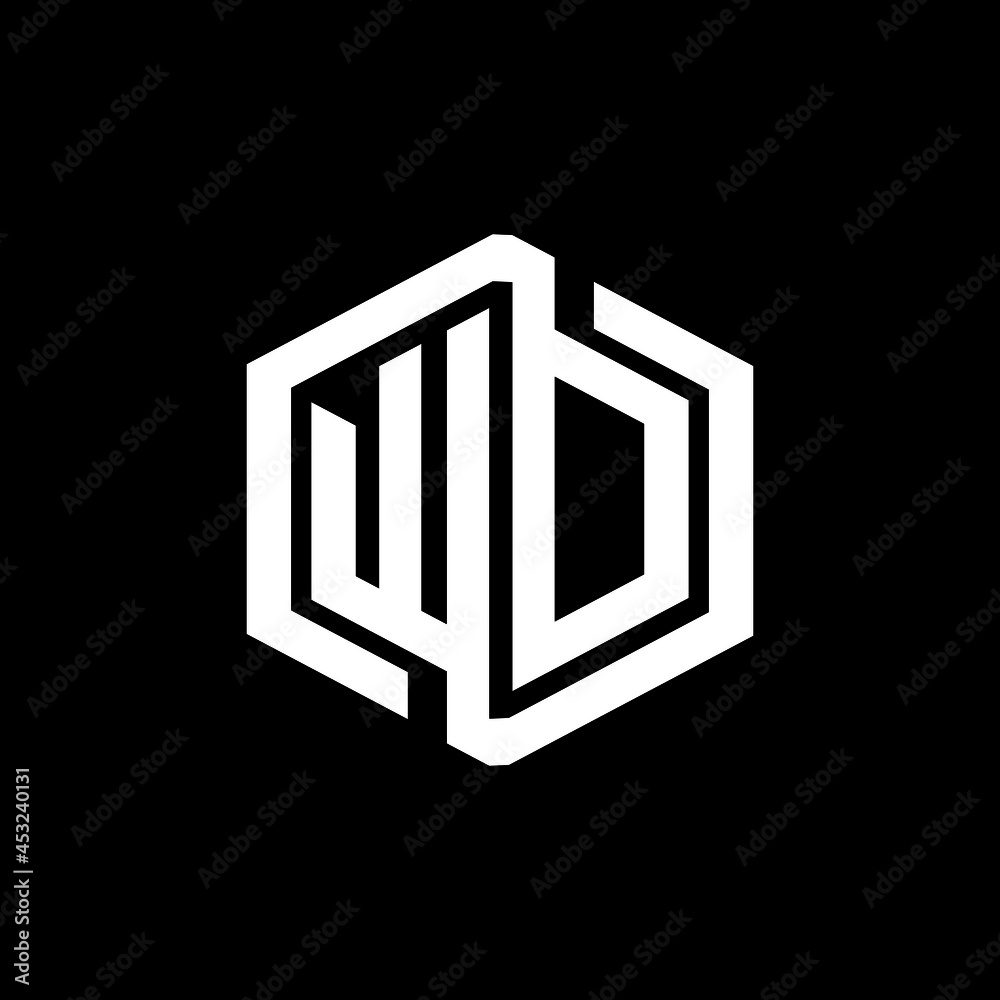 WD letter logo design with black background in illustrator, vector logo ...