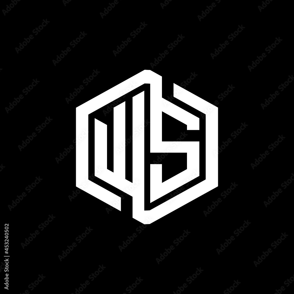 WS letter logo design with black background in illustrator, vector logo ...