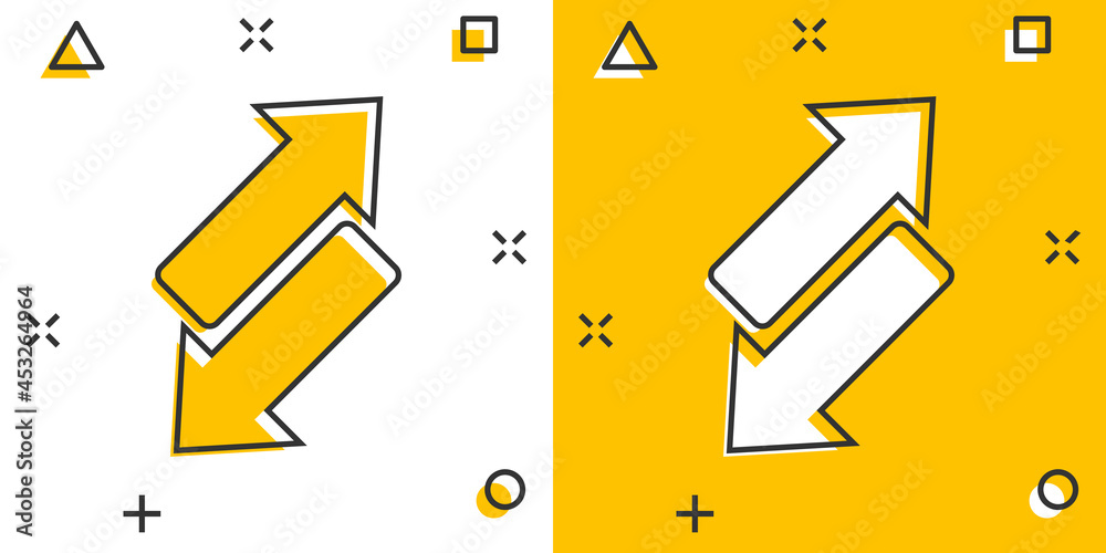 Reverse arrow sign icon in comic style. Refresh vector cartoon ...
