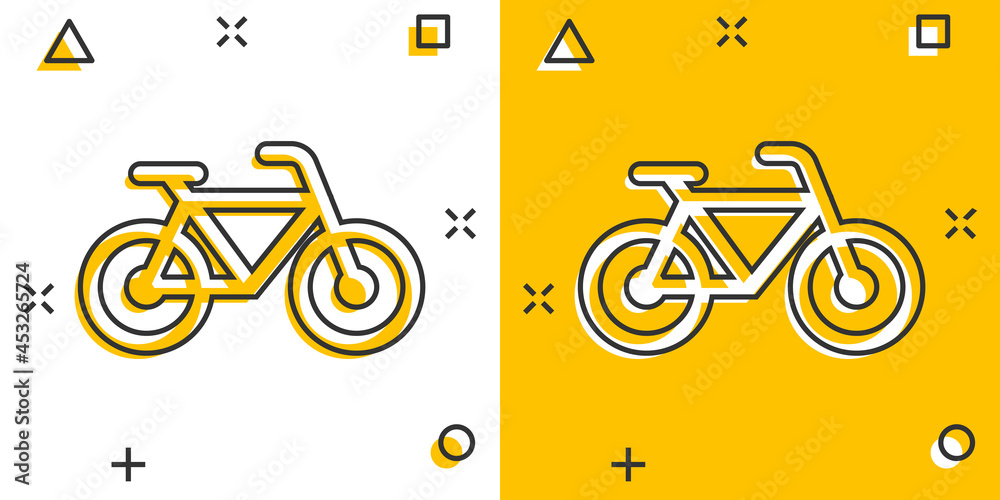 Bicycle sign icon in comic style. Bike vector cartoon illustration on ...