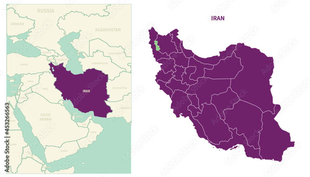 Iran map. map of Iran and neighboring countries. Stock Vector | Adobe Stock