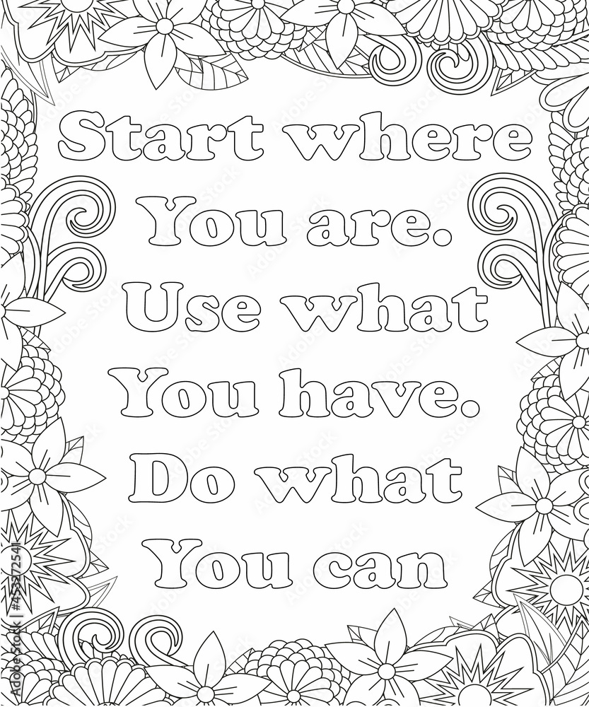 Motivational Quotes Coloring pages. Coloring page for adults and kids ...