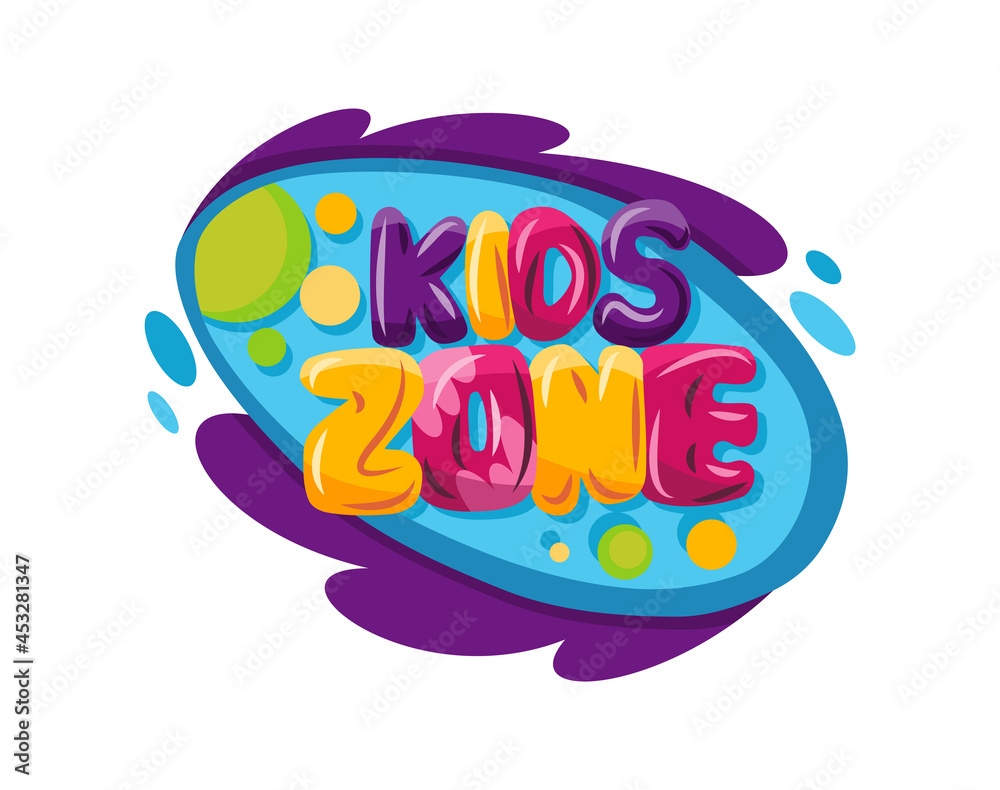 Kids zone. Children playground game room or center emblem. Playroom ...