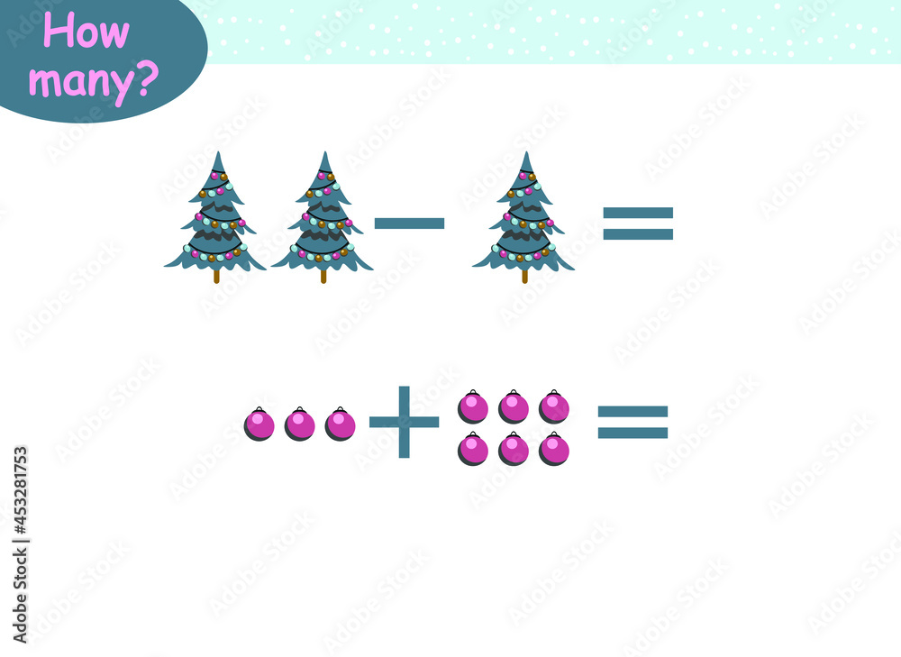 mathematical examples of addition and subtraction. educational page for ...