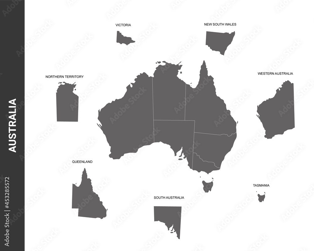 vector map of australia with borders of states Stock Vector | Adobe Stock