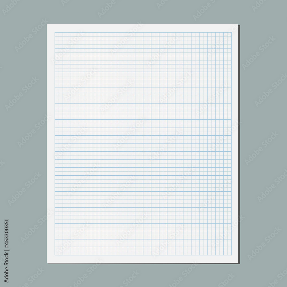 Graphical blank paper sheet, empty square coordinate grid lined ...