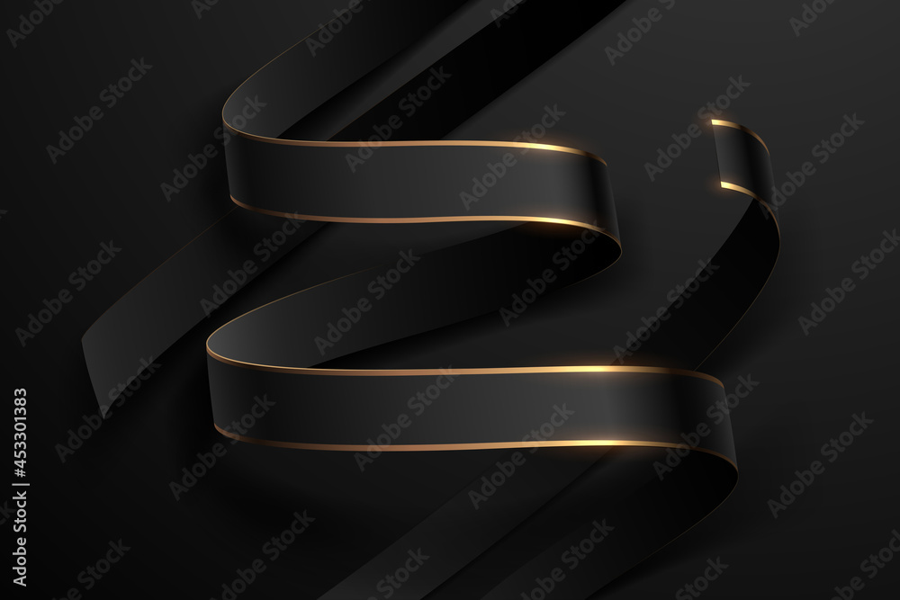 black and gold ribbons background Stock Vector | Adobe Stock