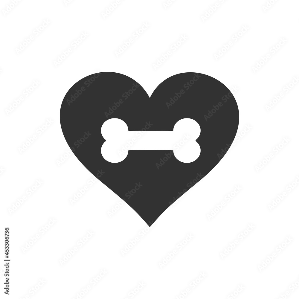 Dog bone icon on the heart. Wallpaper with dog bones. Bone. Vector ...