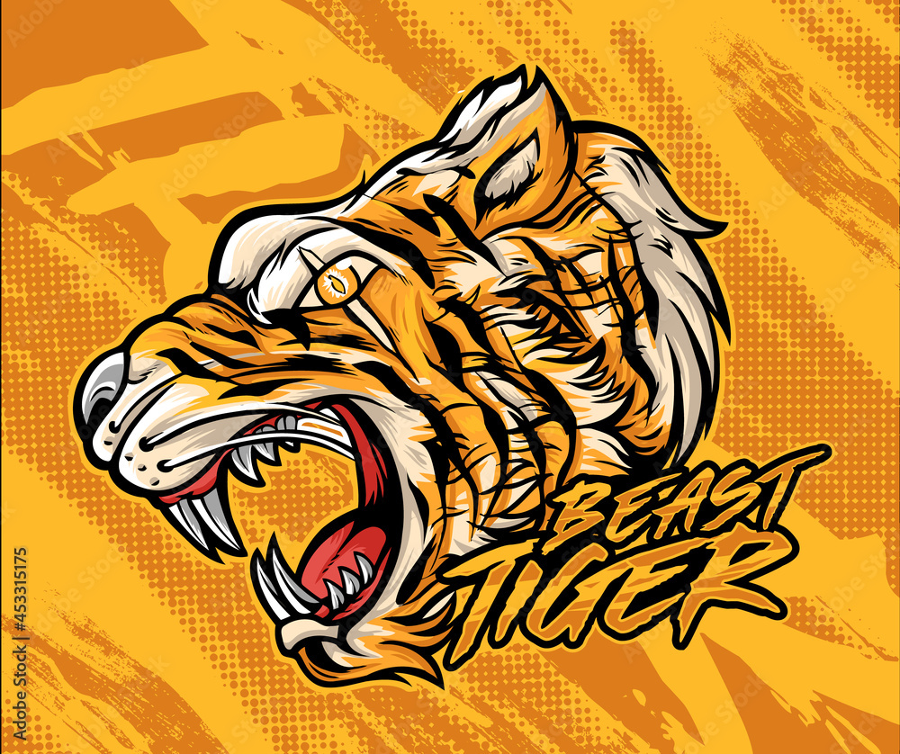 Tiger head Vector. Tiger t-shirt template. Tiger beast Illustration ...