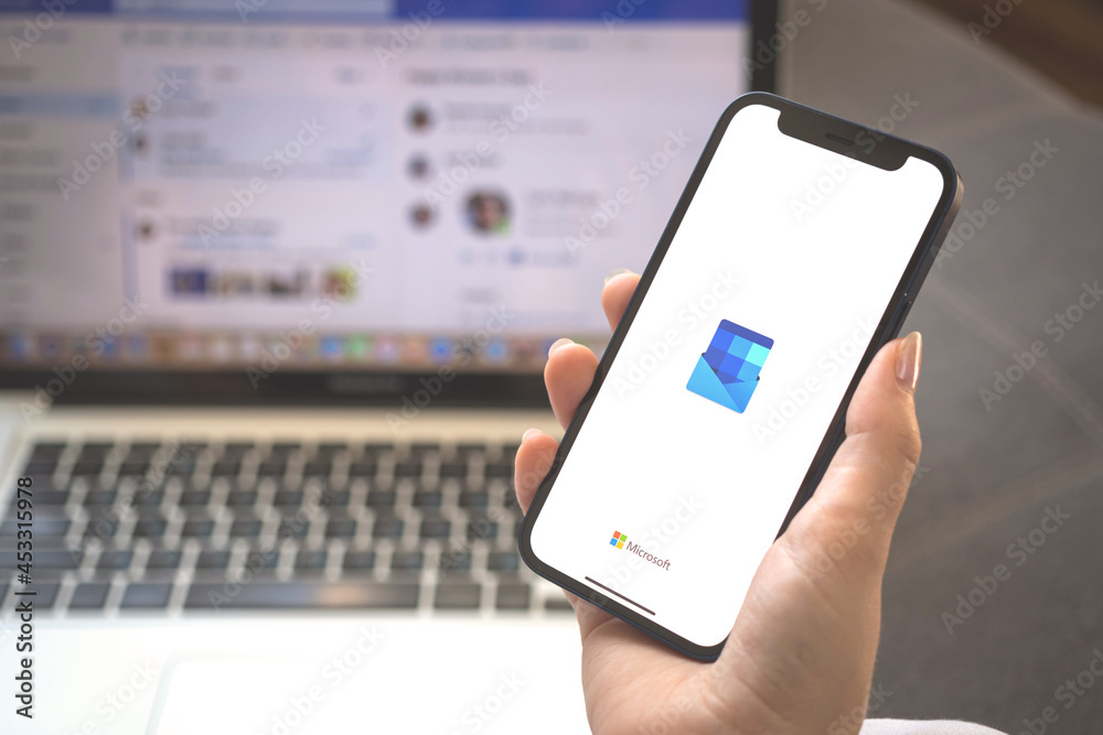 Kharkov, Ukraine - August 23, 2021: Outlook app logo on mobile phone ...