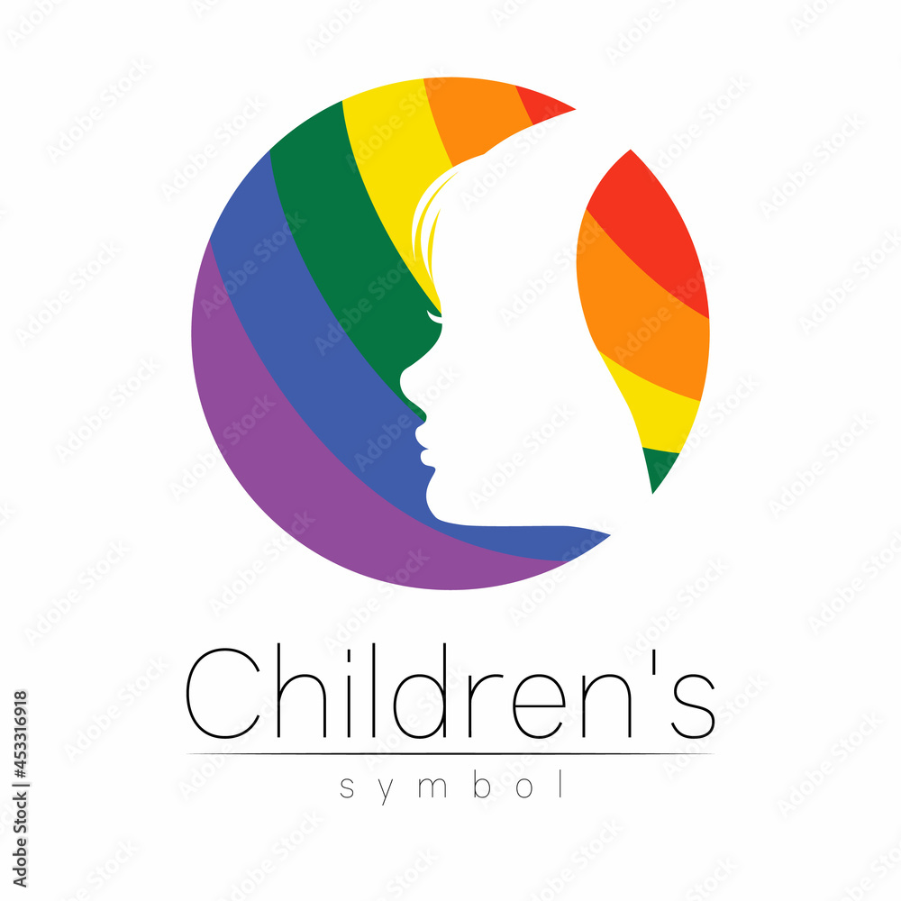 Children Vectot Logo Care Sign or Symbol. Silhouette profile human head ...