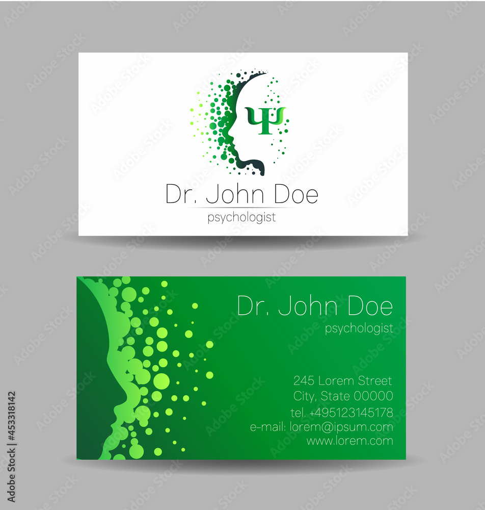 Psychology Vector Business Visit Card with Letter Psi Psy Modern logo ...