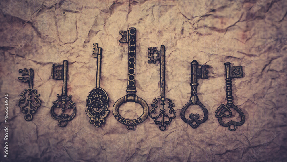Skeleton Keys On Map Stock Photo | Adobe Stock