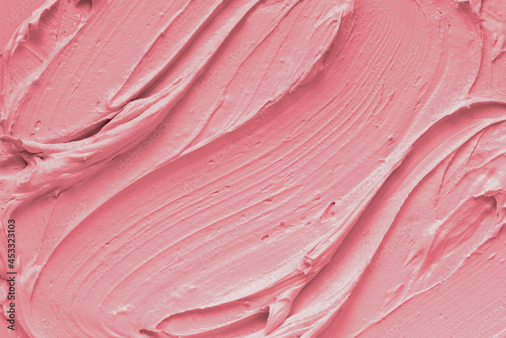 Pink cream texture. Protection and nutrition of the body skin. Macro ...