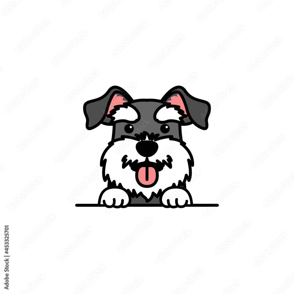 Cute miniature schnauzer puppy cartoon, vector illustration Stock ...