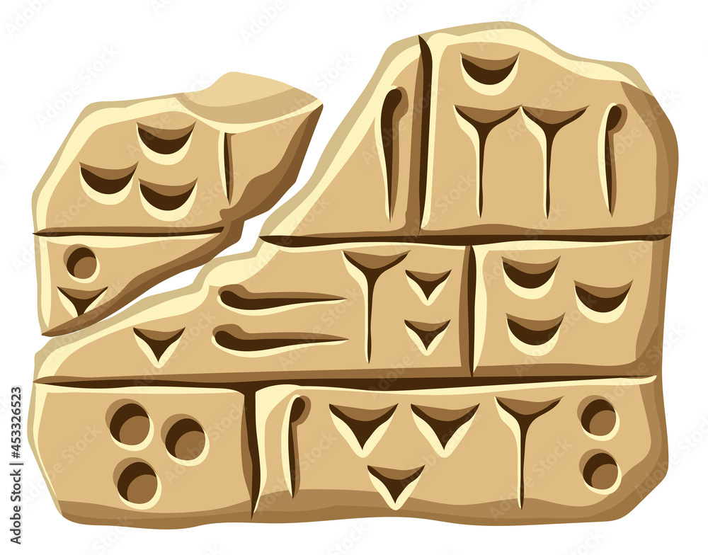 Akkadian cuneiform, assyrian and sumerian writing. Old script alphabet ...