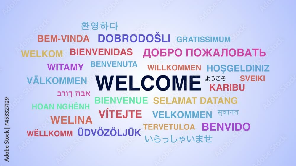 Video „Welcome Word Cloud - Welcome in Multi Language Animation on ...