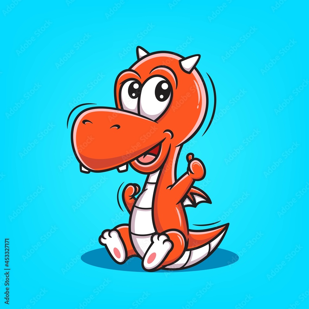 cute hand drawn dragon cartoon vector illustration Stock Vector | Adobe ...