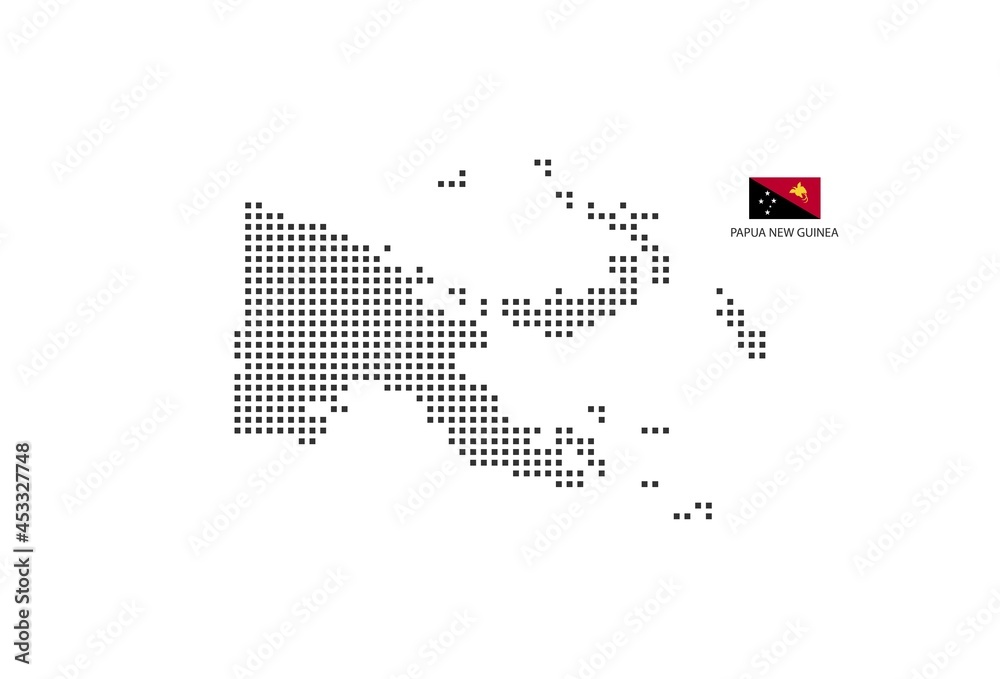 Vector square pixel dotted map of Papua New Guinea isolated on white ...