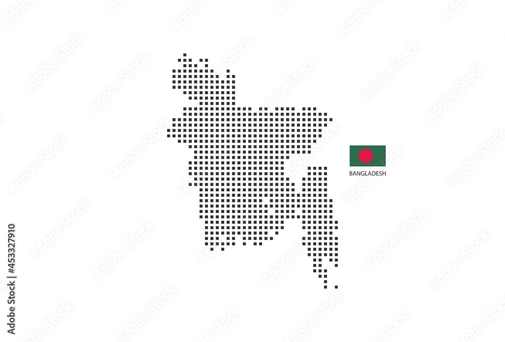 Vector square pixel dotted map of Bangladesh isolated on white ...
