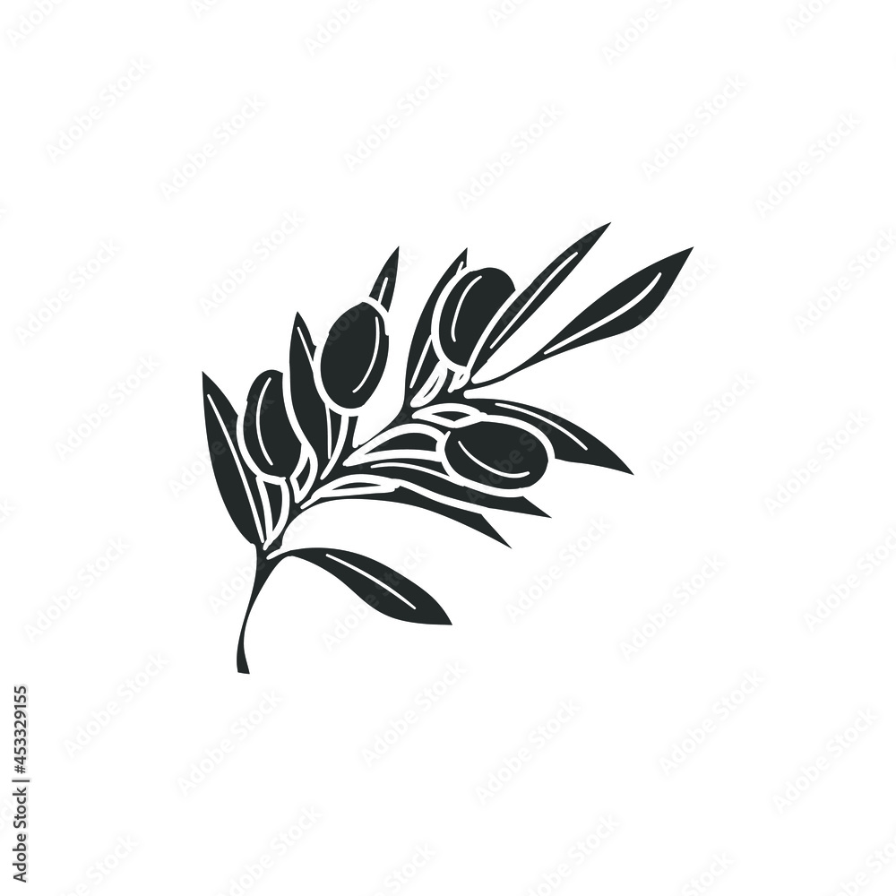 Olive Branch Icon Silhouette Illustration. Tree Leaves Vector Graphic ...