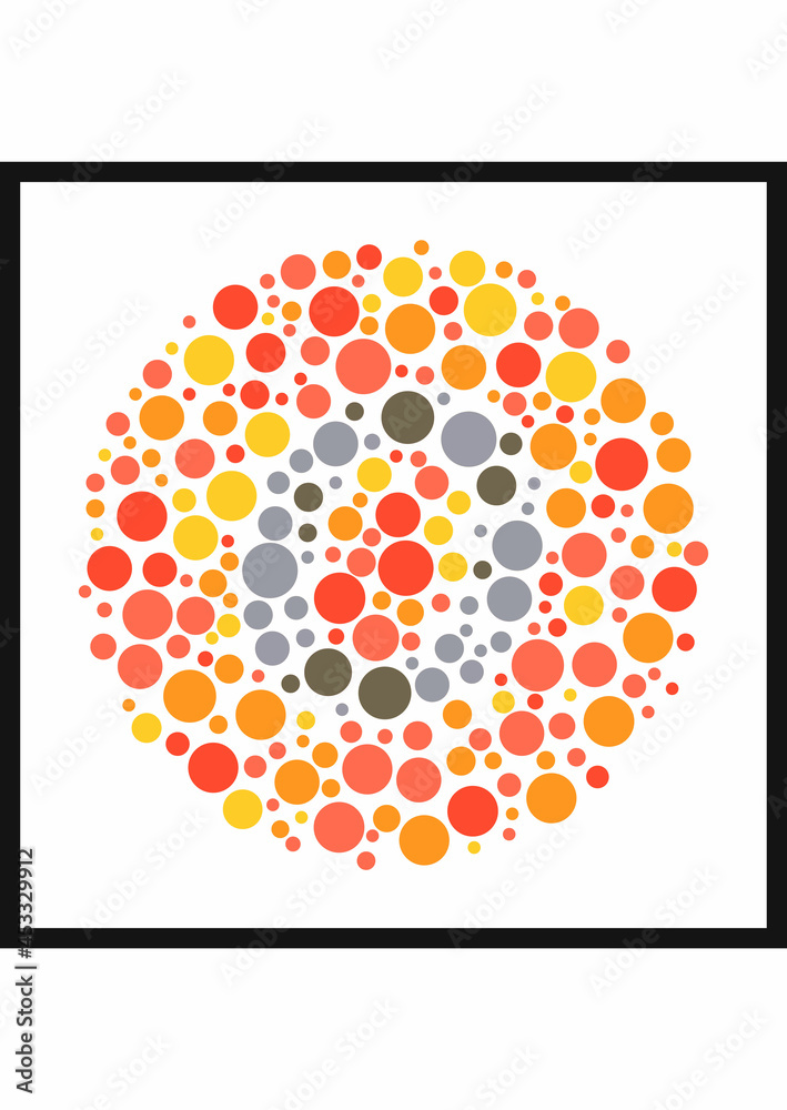 Vector graphic of Ishihara color test or Color blind test design. The ...