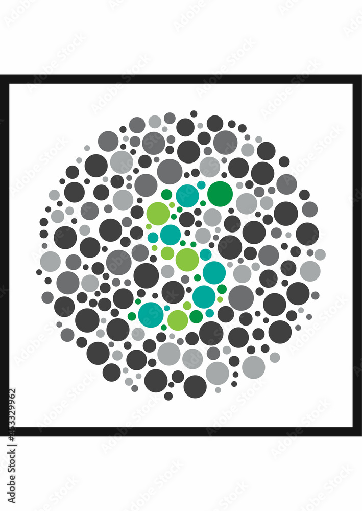 Vector graphic of Ishihara color test or Color blind test design. The ...