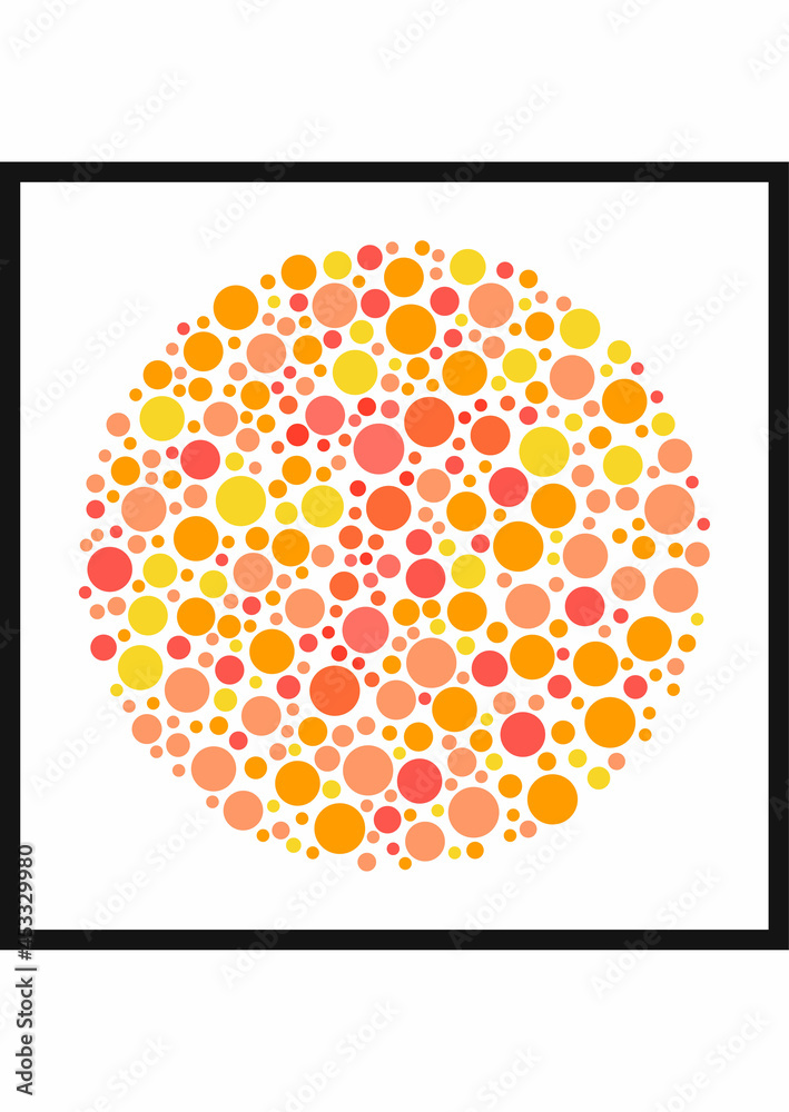 Vector graphic of Ishihara color test or Color blind test design. The ...